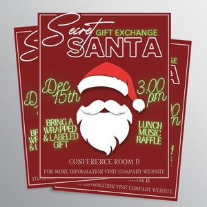 Secret Santa Flyer Template - Social Media Post - Editable in Canva ...