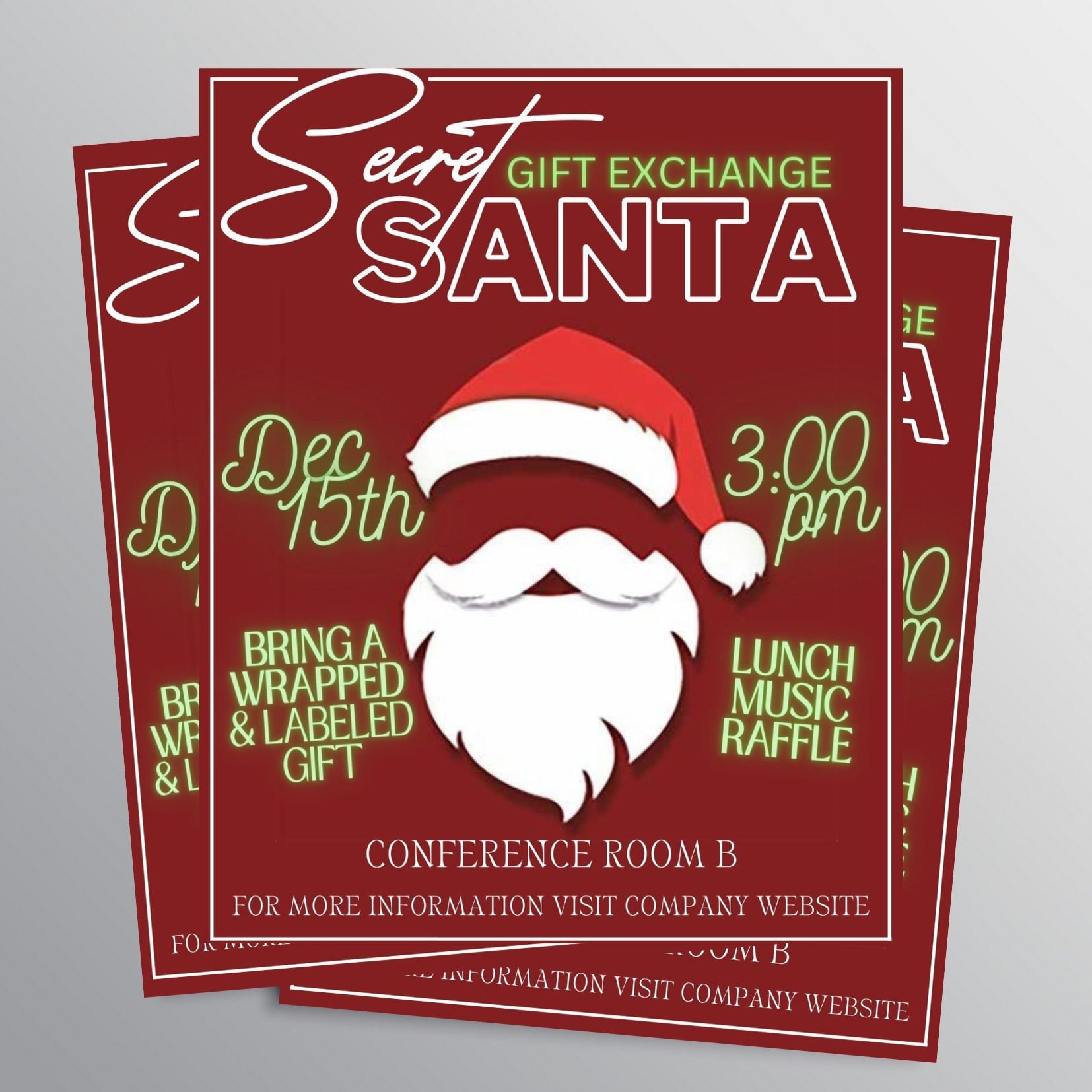 Secret Santa Flyer Template Social Media Post Editable in - Etsy