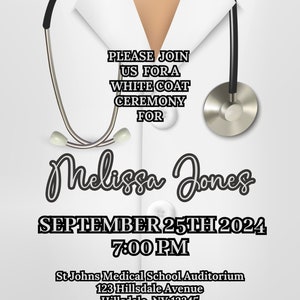 Nurse White Coat Ceremony Invitation Template - Party - Editable in ...