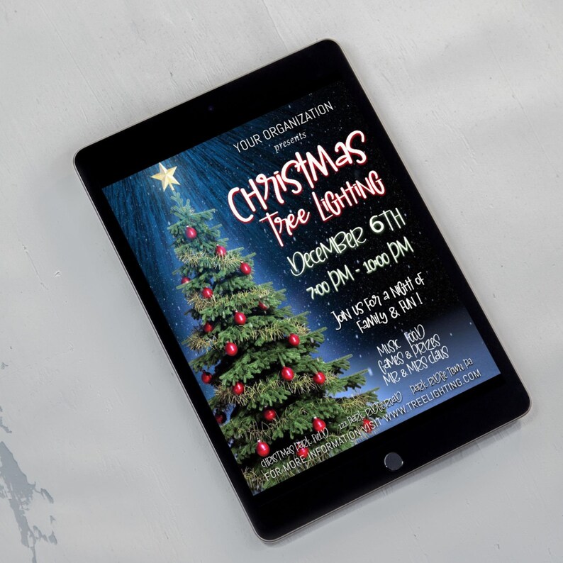Holiday Tree Lighting Flyer Template Editable in Photoshop Christmas ...