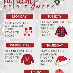 Holiday Spirit Week Flyer Template - Editable in Canva - School ...