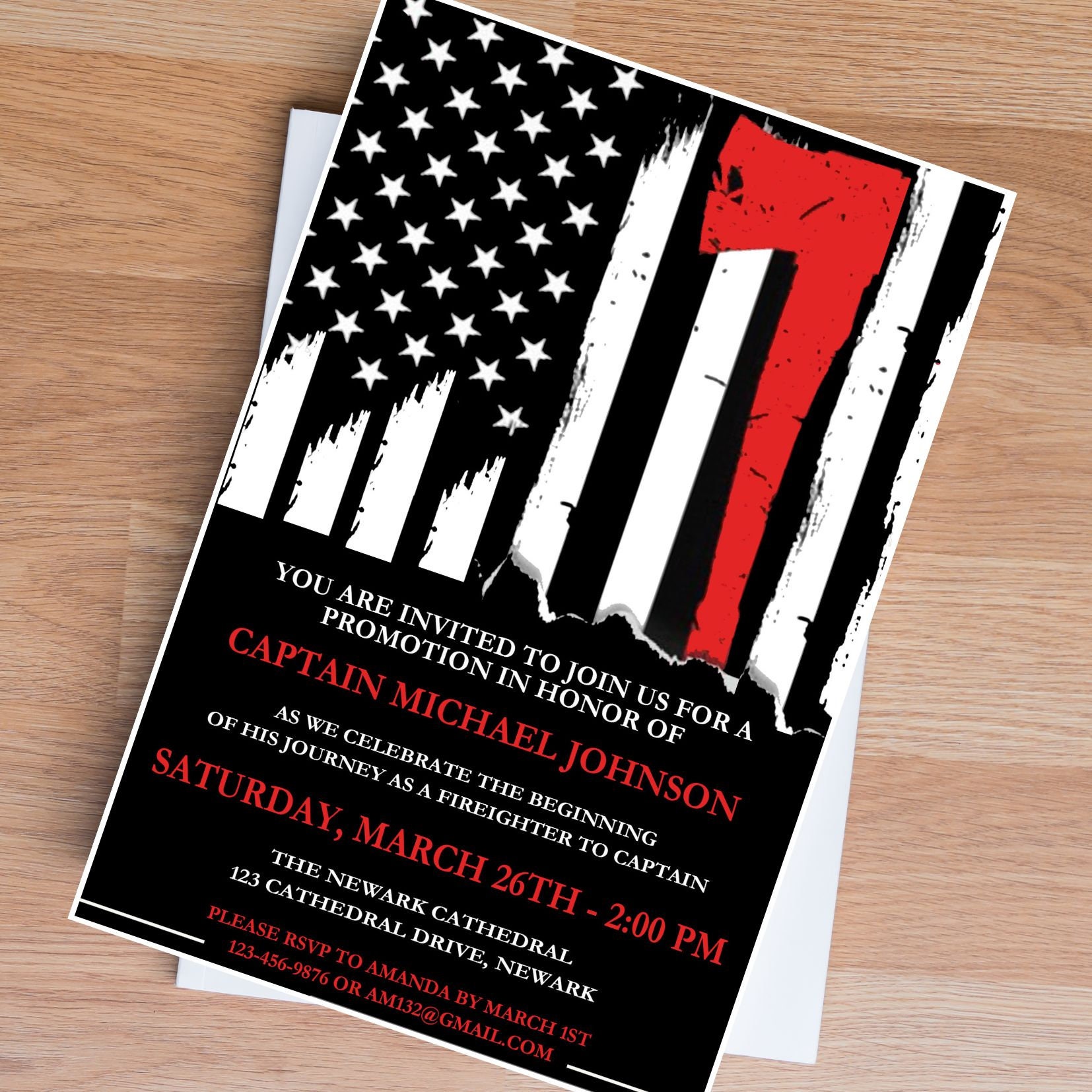 Firefighter First Responder Invitation Template Editable in Photoshop ...