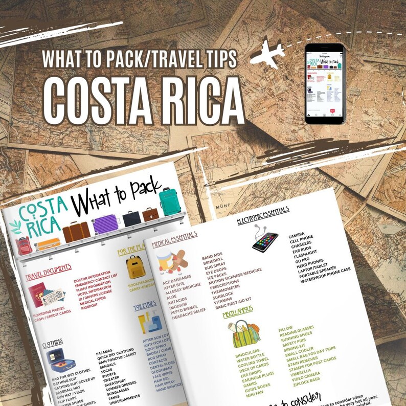 What to Pack List, Costa Rica Packing Checklist, Editable in Canva or ...