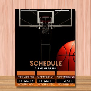 Basketball Schedule Flyer and Instagram Post Template, Editable in ...