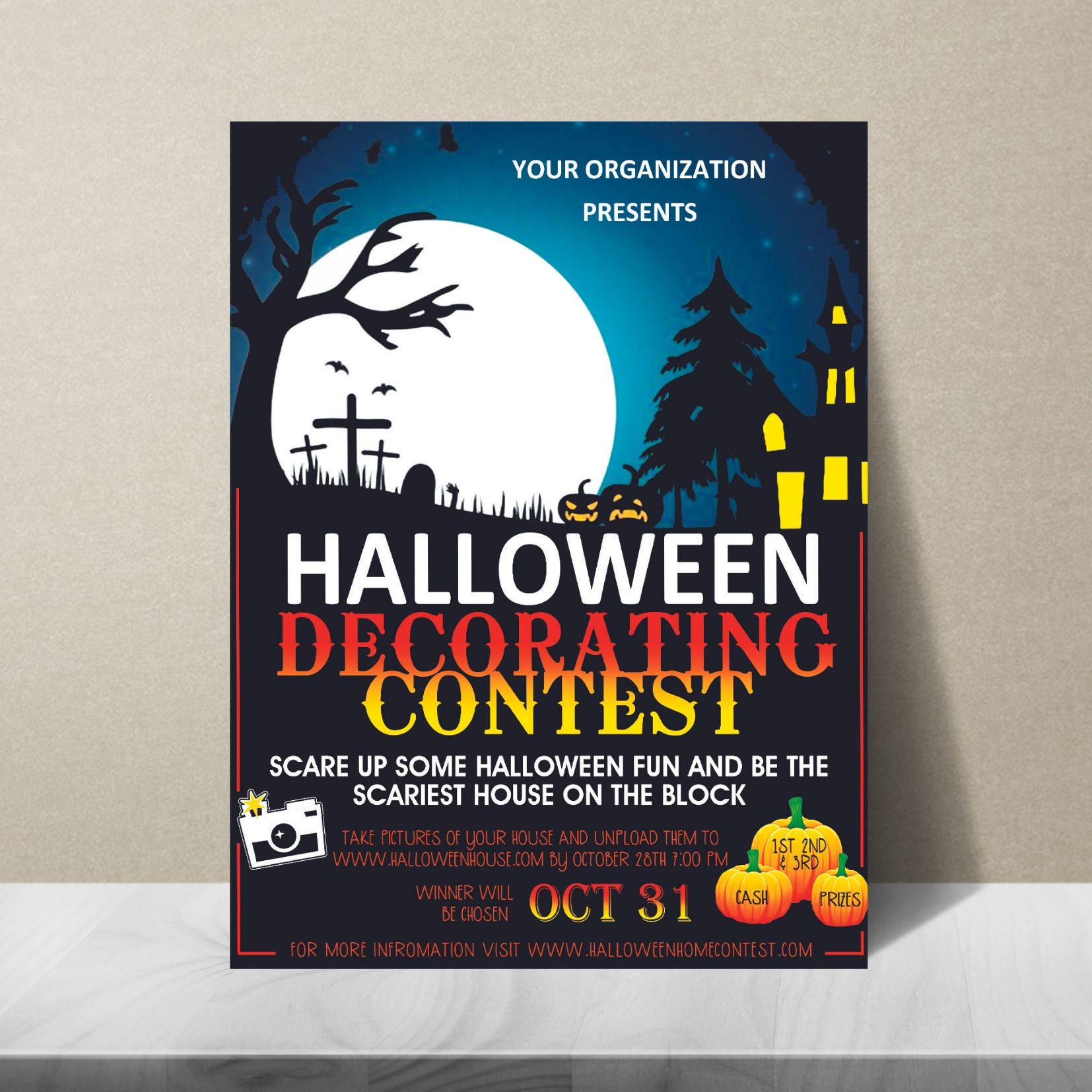 Halloween Decorating Contest Flyer – Editable Photoshop Template ...