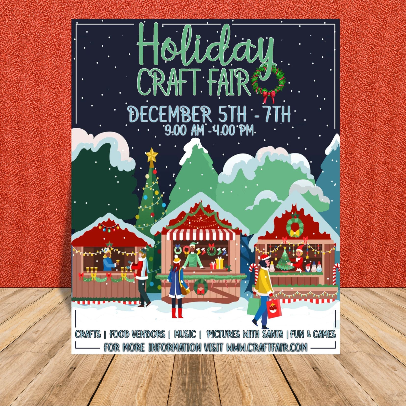 Holiday Craft Fair Flyer Template Editable in Photoshop Christmas ...