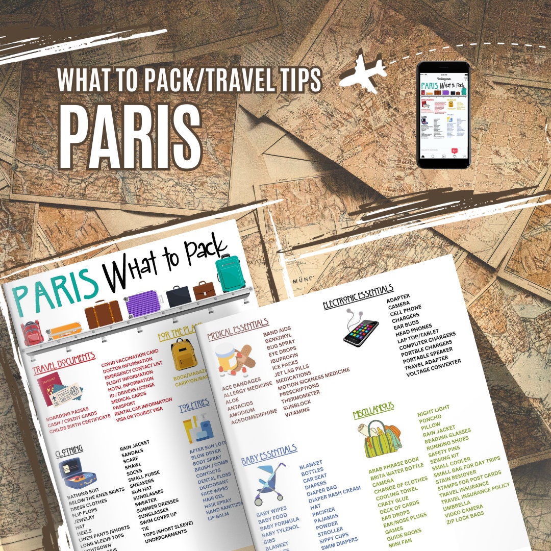 What to Pack List, Paris France Packing Checklist, Editable in Canva or ...