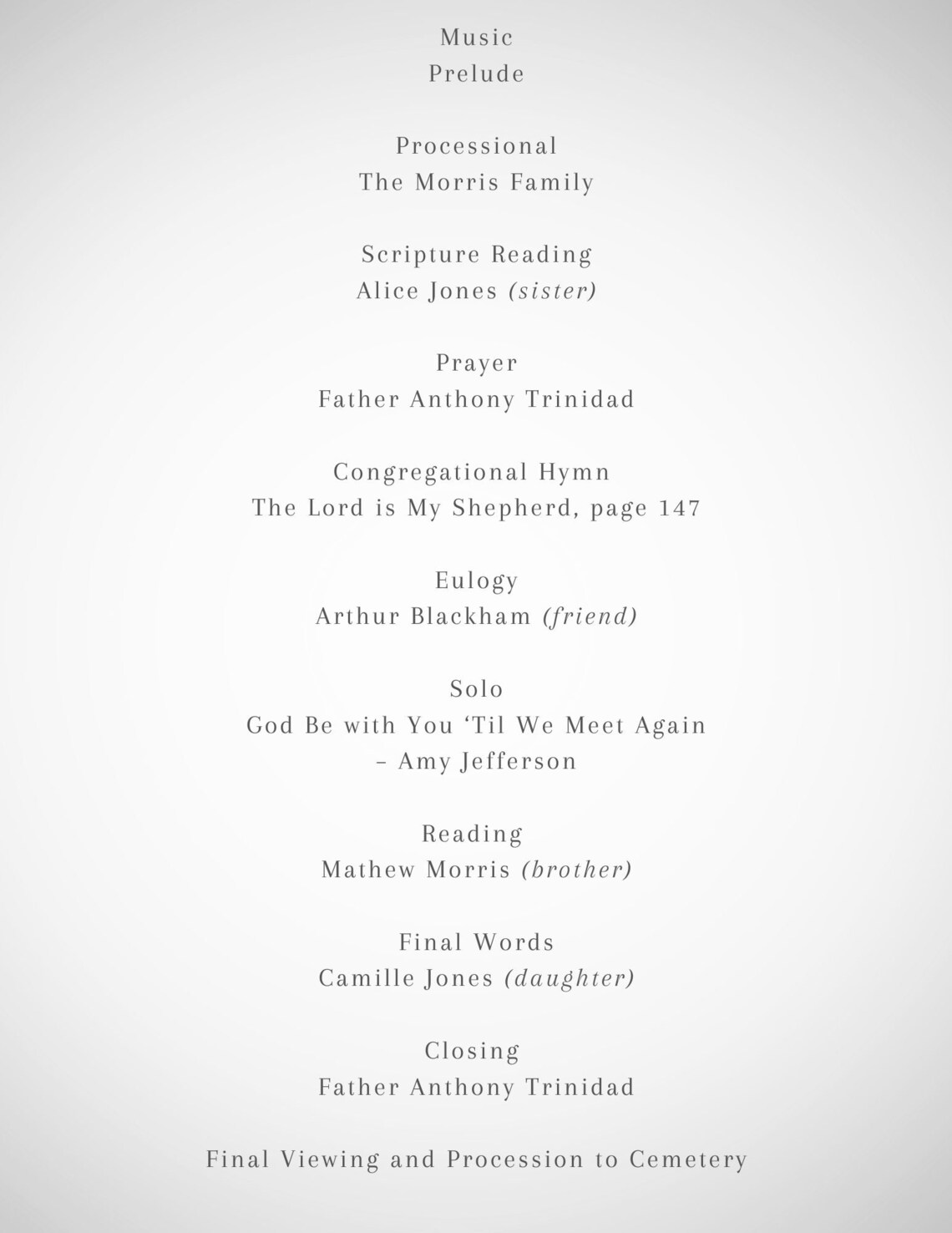 Funeral Memorial Printable and Electronic Program Funeral - Etsy