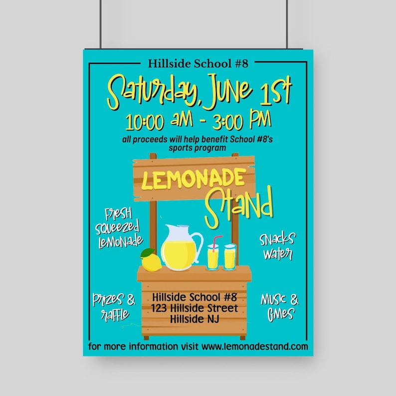Lemonade Stand Flyer Template – Editable Canva Design (digital Download ...