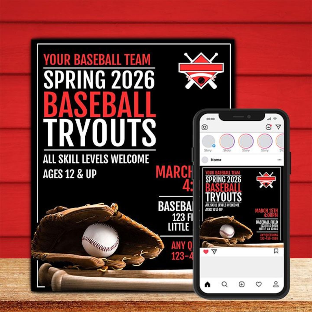Baseball Tryout Flyer, Team Template, Editable Photoshop (digital ...