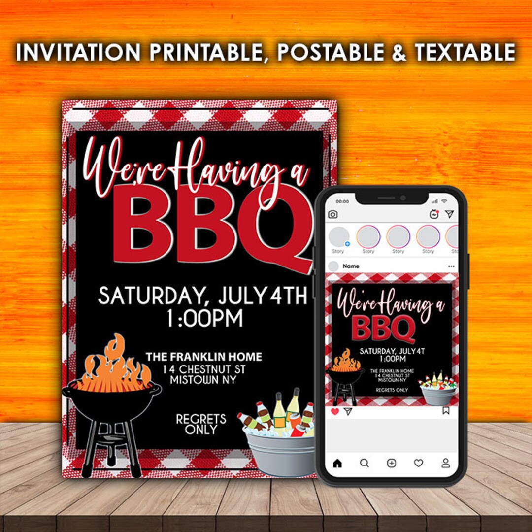 BBQ Invitation Template: Editable Social Media Post (photoshop, Instant ...