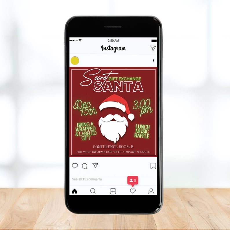 Secret Santa Flyer Template Social Media Post Editable in - Etsy
