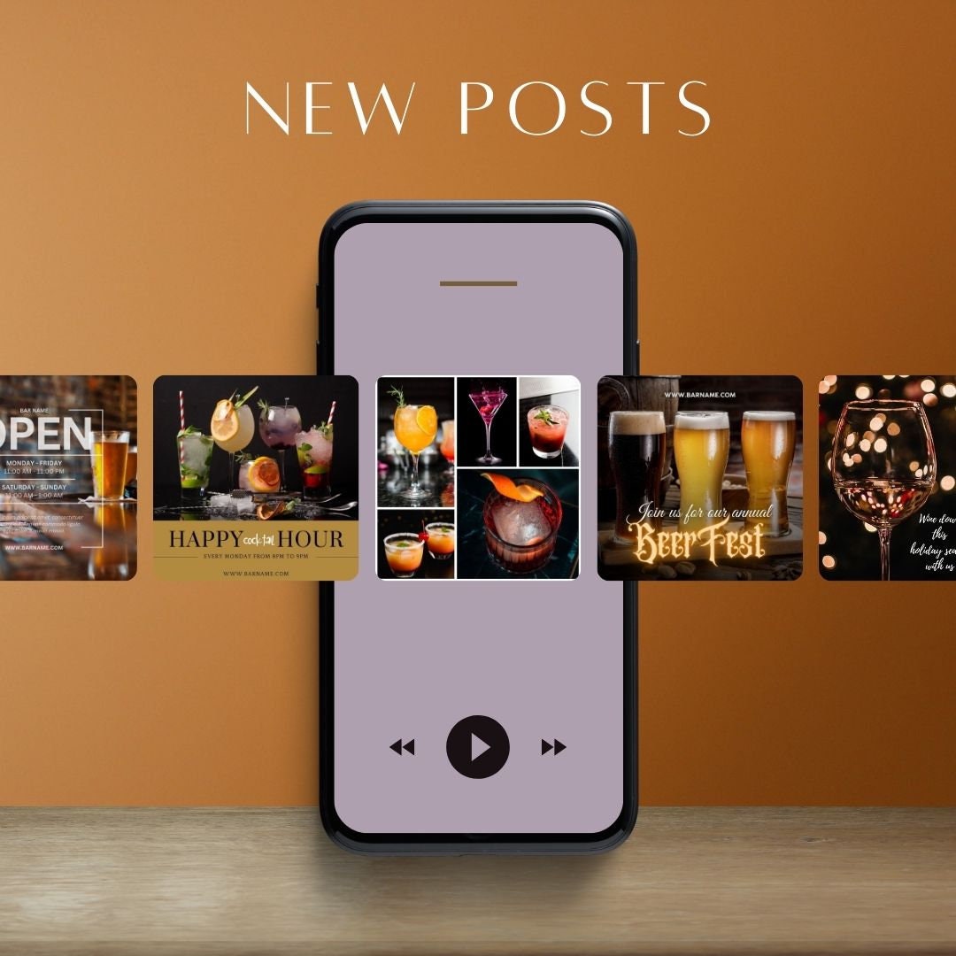 Bar/pub Cocktail Instagram Post Templates Add Your Info - Etsy