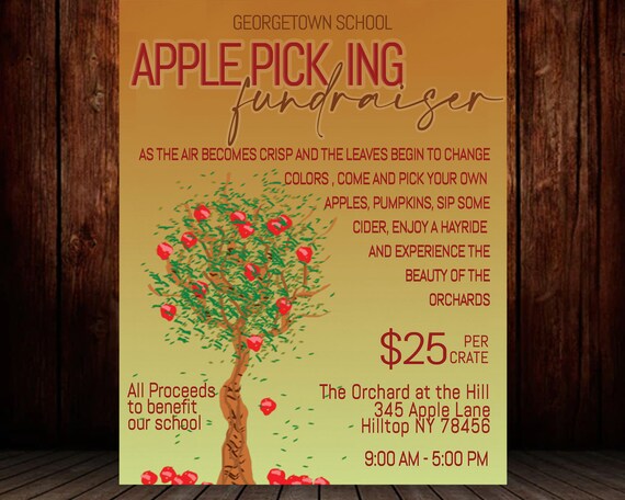 Home & Living Poster EDITABLE Event Flyer Apple Picking Fundraiser ...