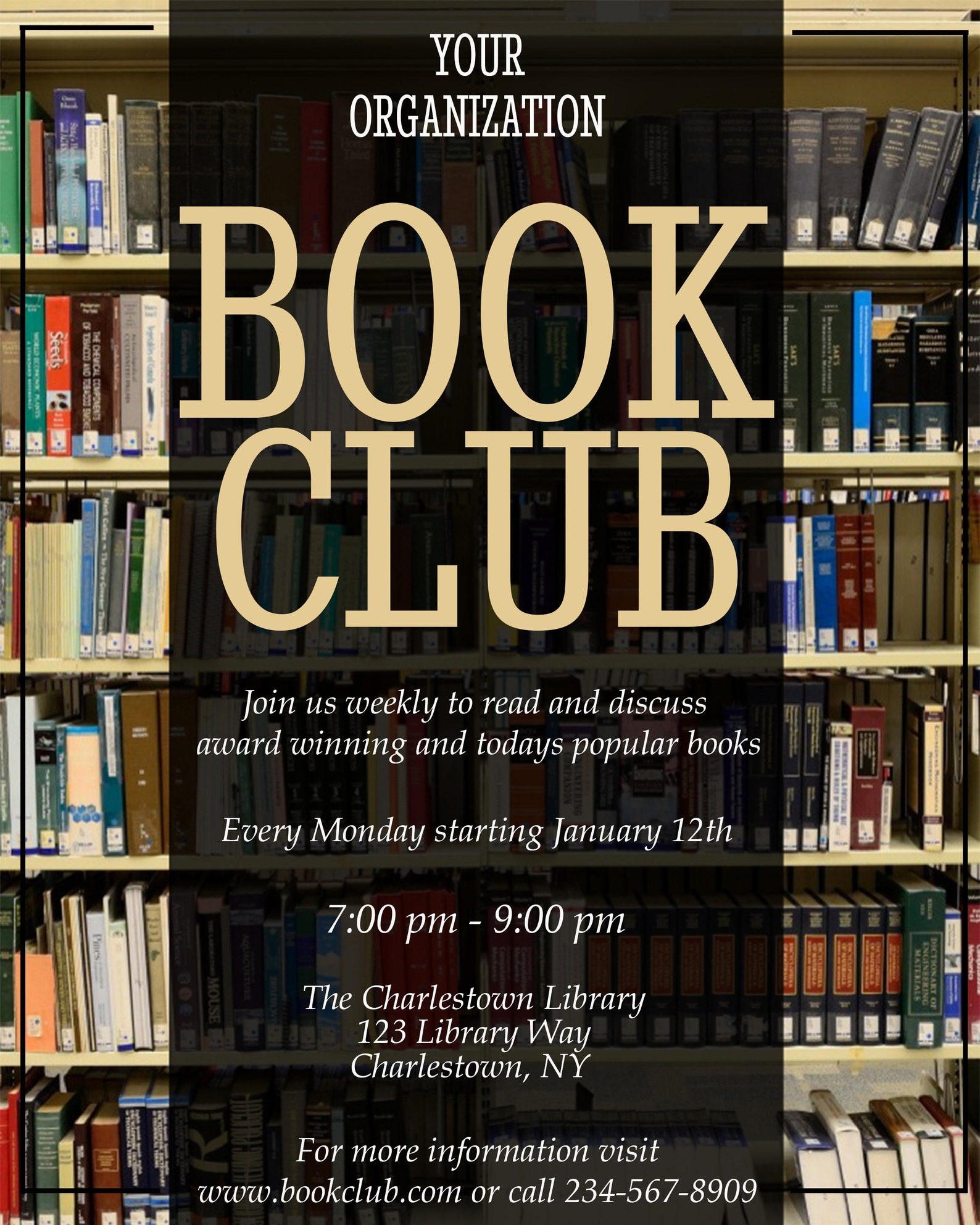 Book Club Flyer Book Theme Book Club Poster Editable Flyer Etsy
