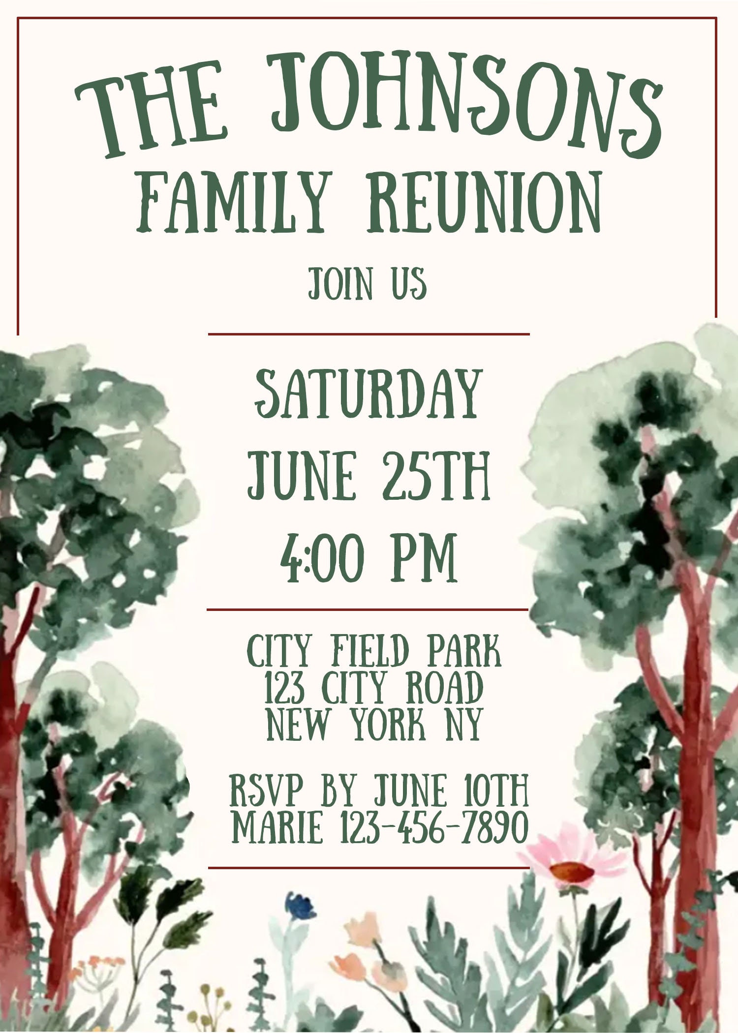 Family Reunion Invitation Template Party Editable in - Etsy