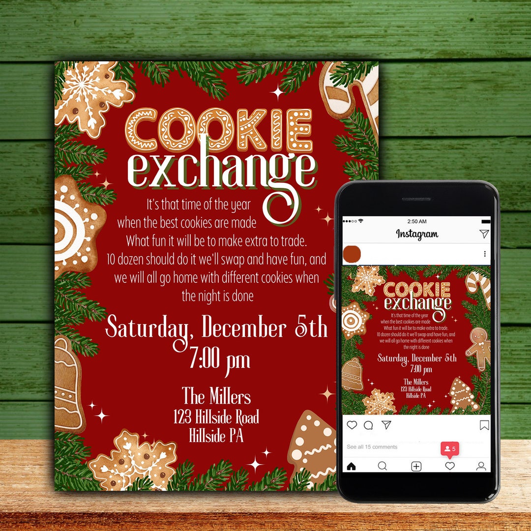Cookie Exhange Flyer Template - Social Media Post - Editable in Canva ...