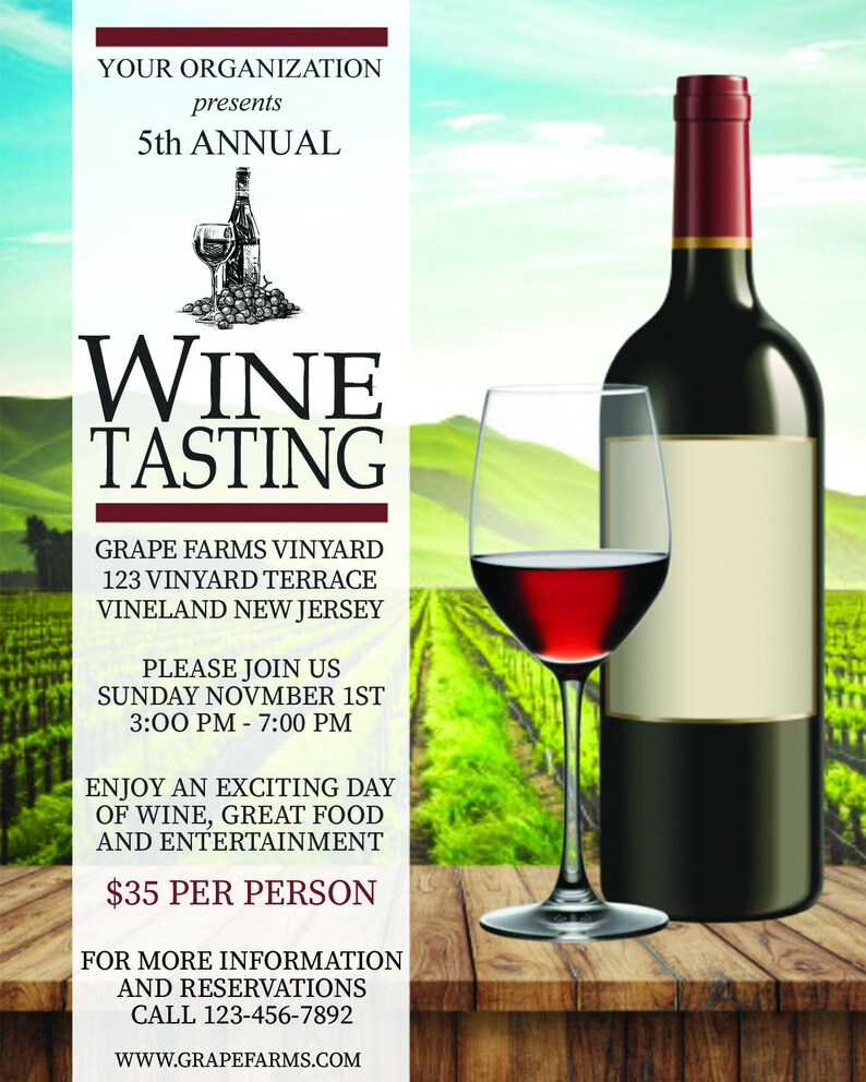 Wine Tasting Flyer and Instagram Template Social - Etsy