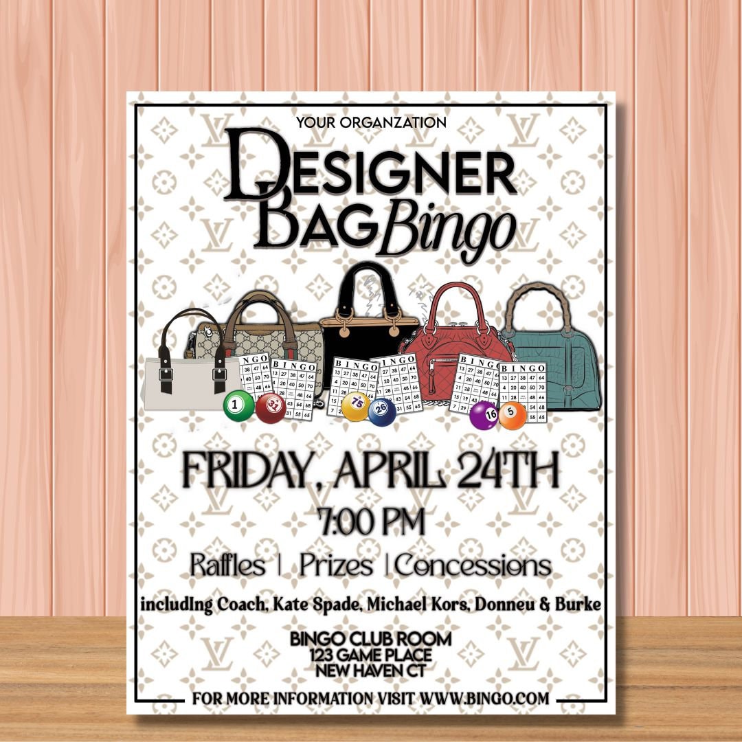 Designer Bag Bingo Flyer and Instagram Post Template, Editable in ...