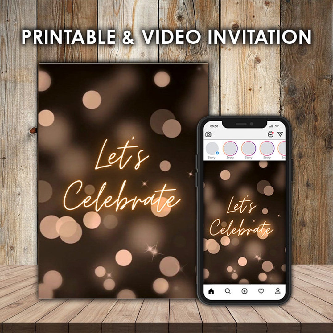 Lets Celebrate Printable & Video Invitation - Editable in Canva ...