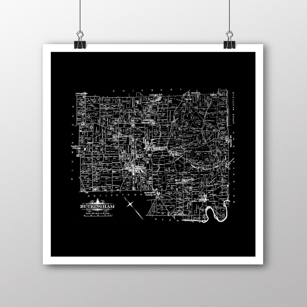 Buckingham, Pennsylvania | Vintage Map | Your Hometown | Bucks County ...