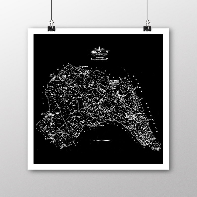 Bensalem, Pennsylvania Vintage Map Your Hometown Bucks County ...