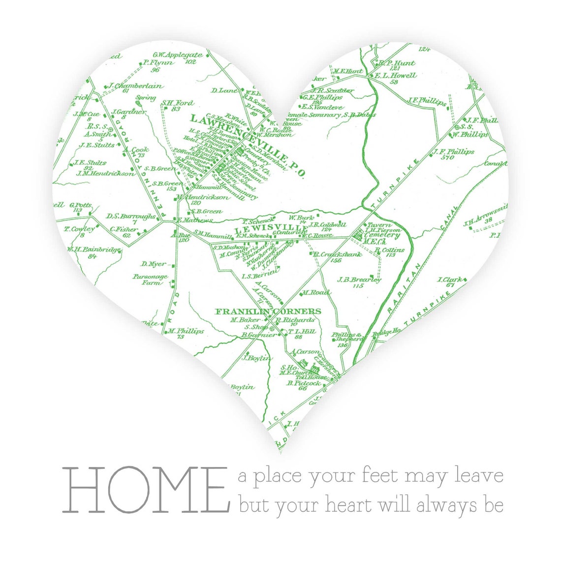 Lawrence Township New Jersey Vintage Map Your Hometown - Etsy