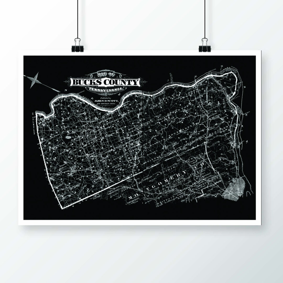Bucks County, Pennsylvania | Vintage Map | Your Hometown | Custom Gift ...