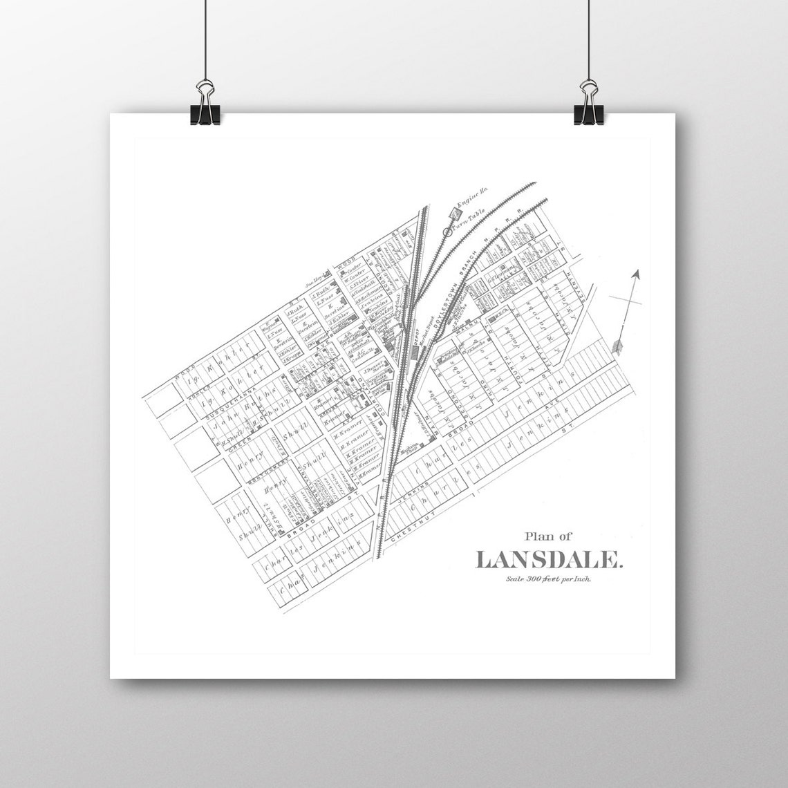 Lansdale, Pennsylvania | Vintage Map | Your Hometown | Montgomery Co ...