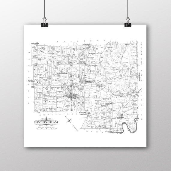 Buckingham Pennsylvania Vintage Map Your Hometown Bucks - Etsy