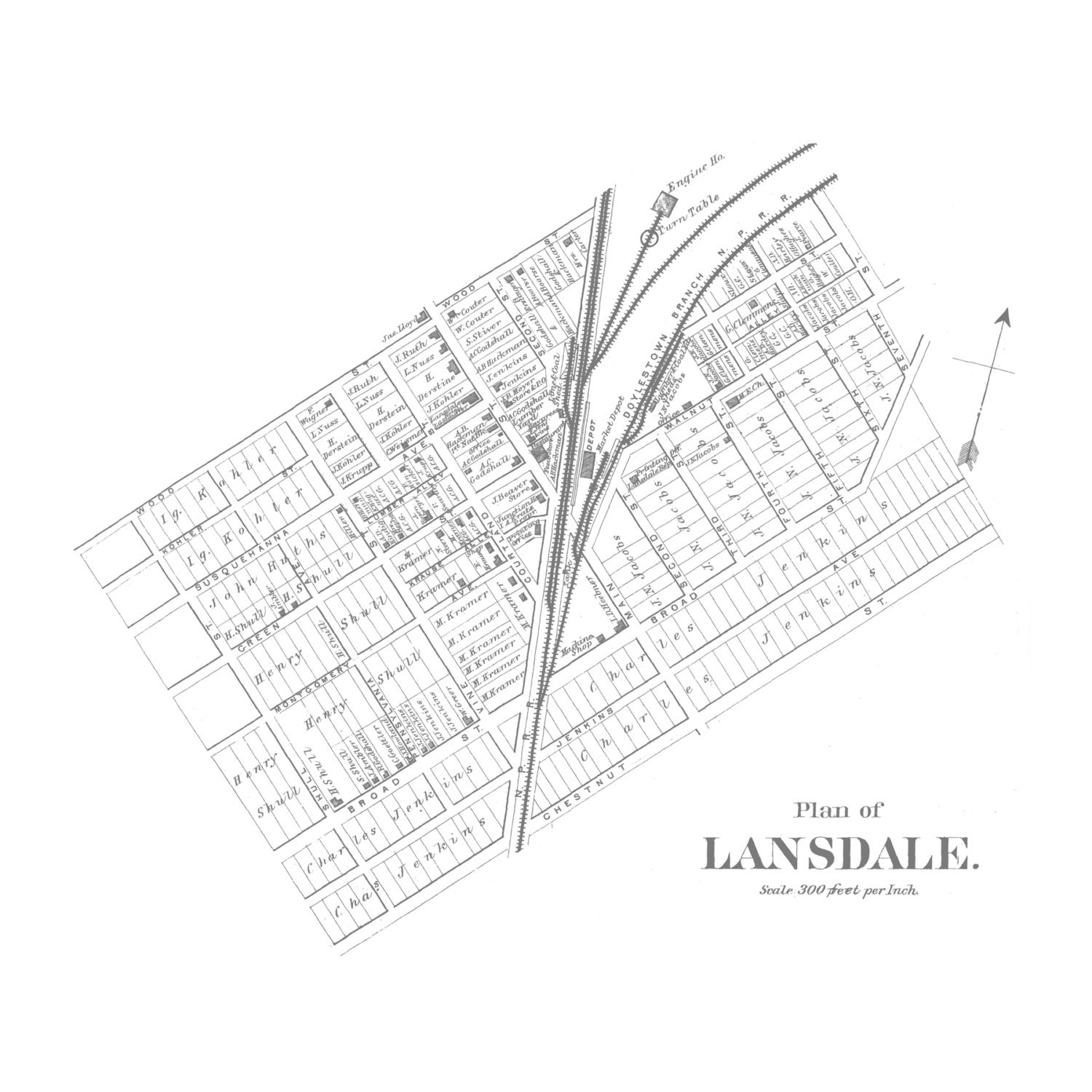 Lansdale, Pennsylvania | Vintage Map | Your Hometown | Montgomery Co ...