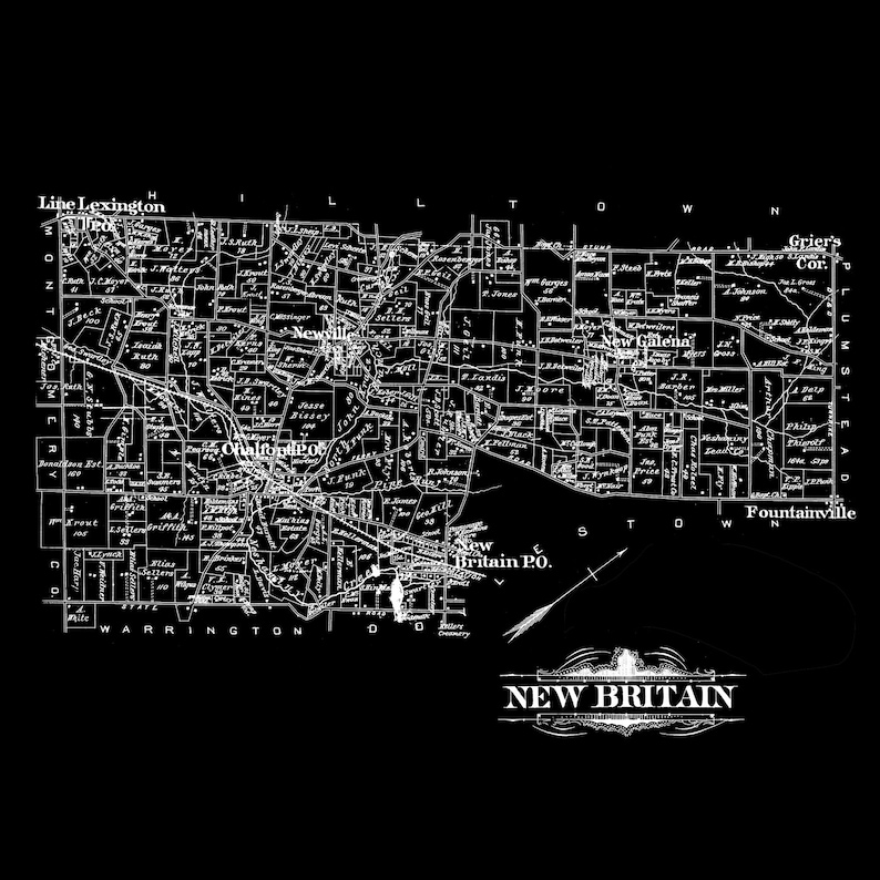 New Britain, Pennsylvania | Vintage Map | Your Hometown | Bucks County ...