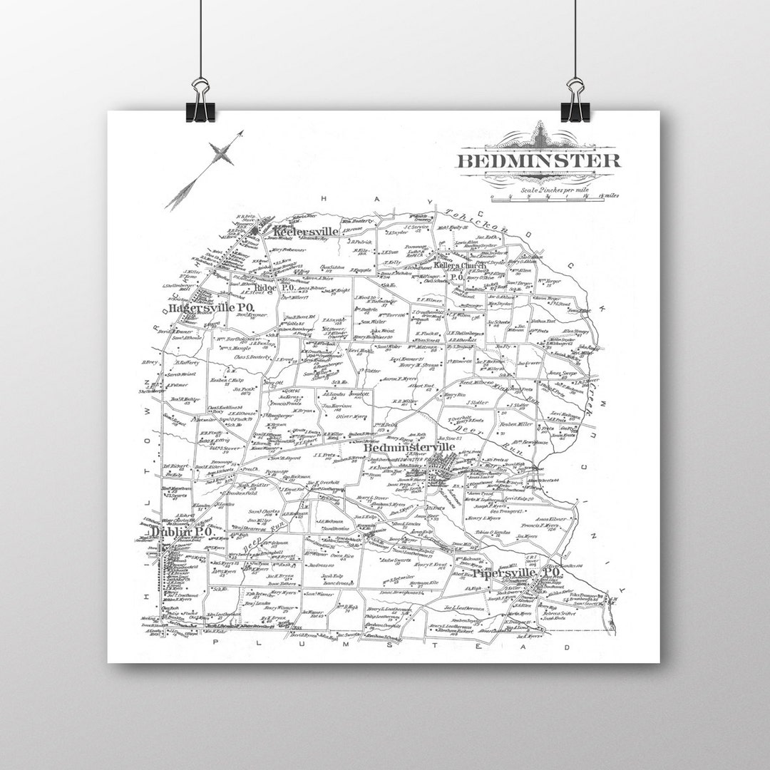 Bedminster, Pennsylvania | Vintage Map | Your Hometown | Bucks County ...