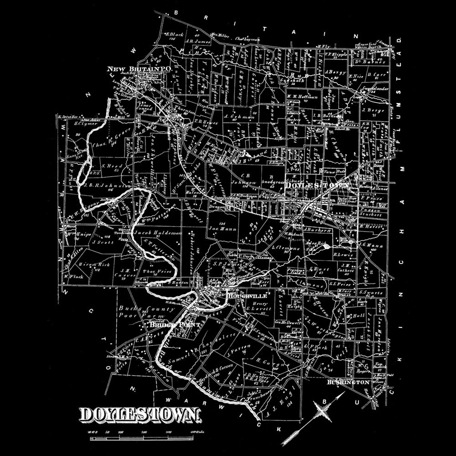 Doylestown Pennsylvania Vintage Map Your Hometown Bucks - Etsy