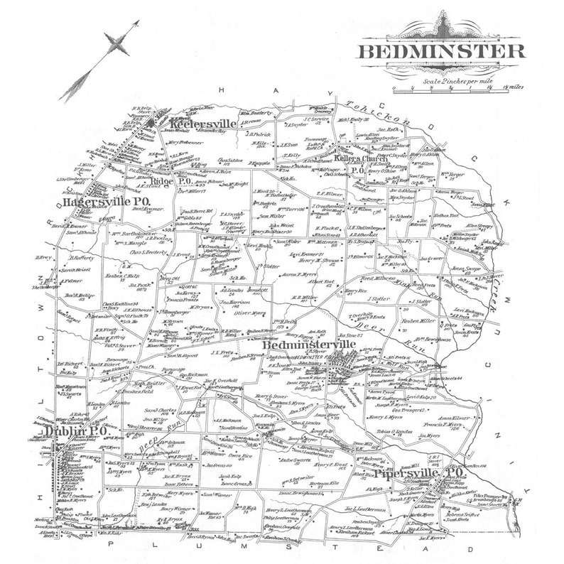 Bedminster, Pennsylvania | Vintage Map | Your Hometown | Bucks County ...