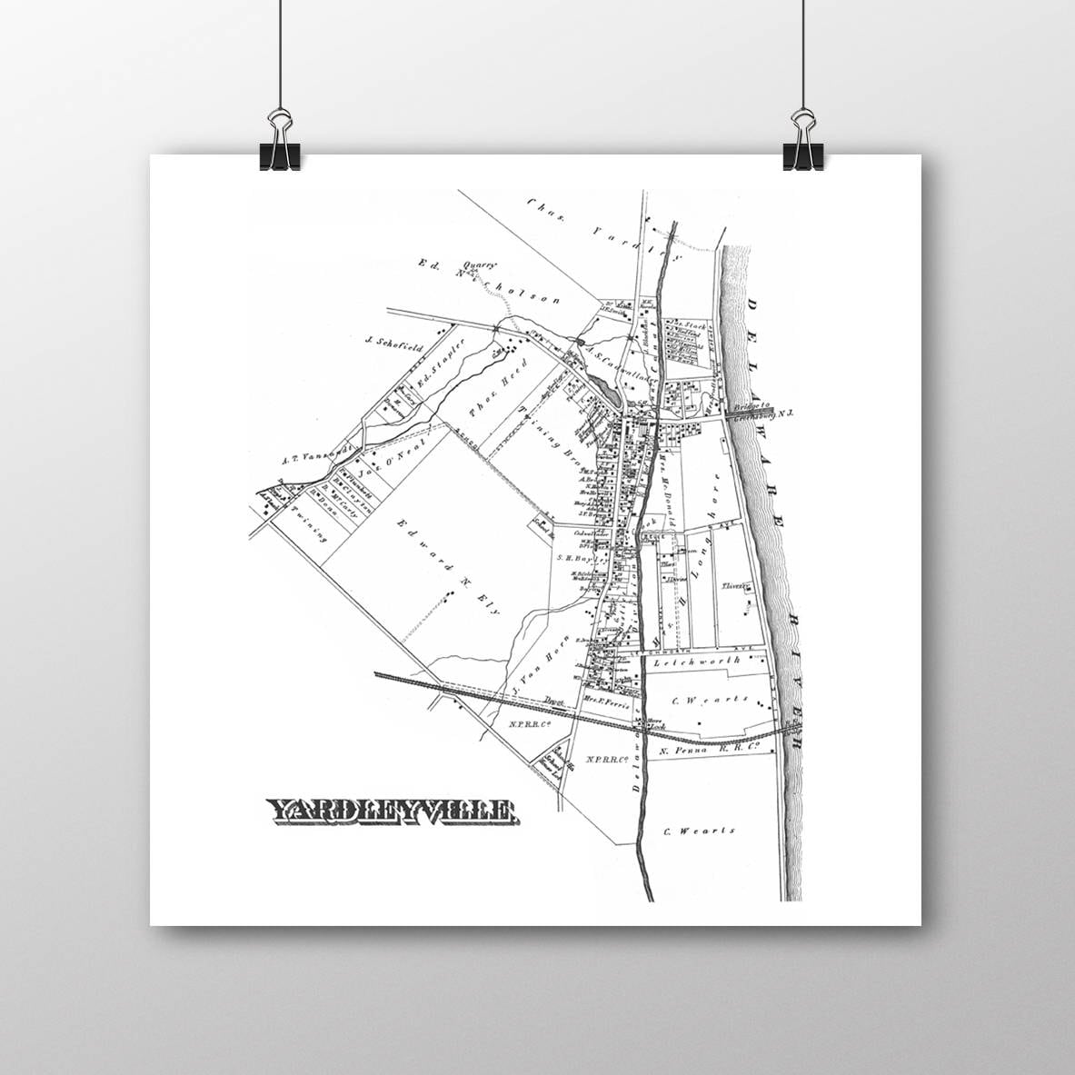 Yardley, PA | Vintage Map | Your Hometown | Bucks County Pennsylvania ...