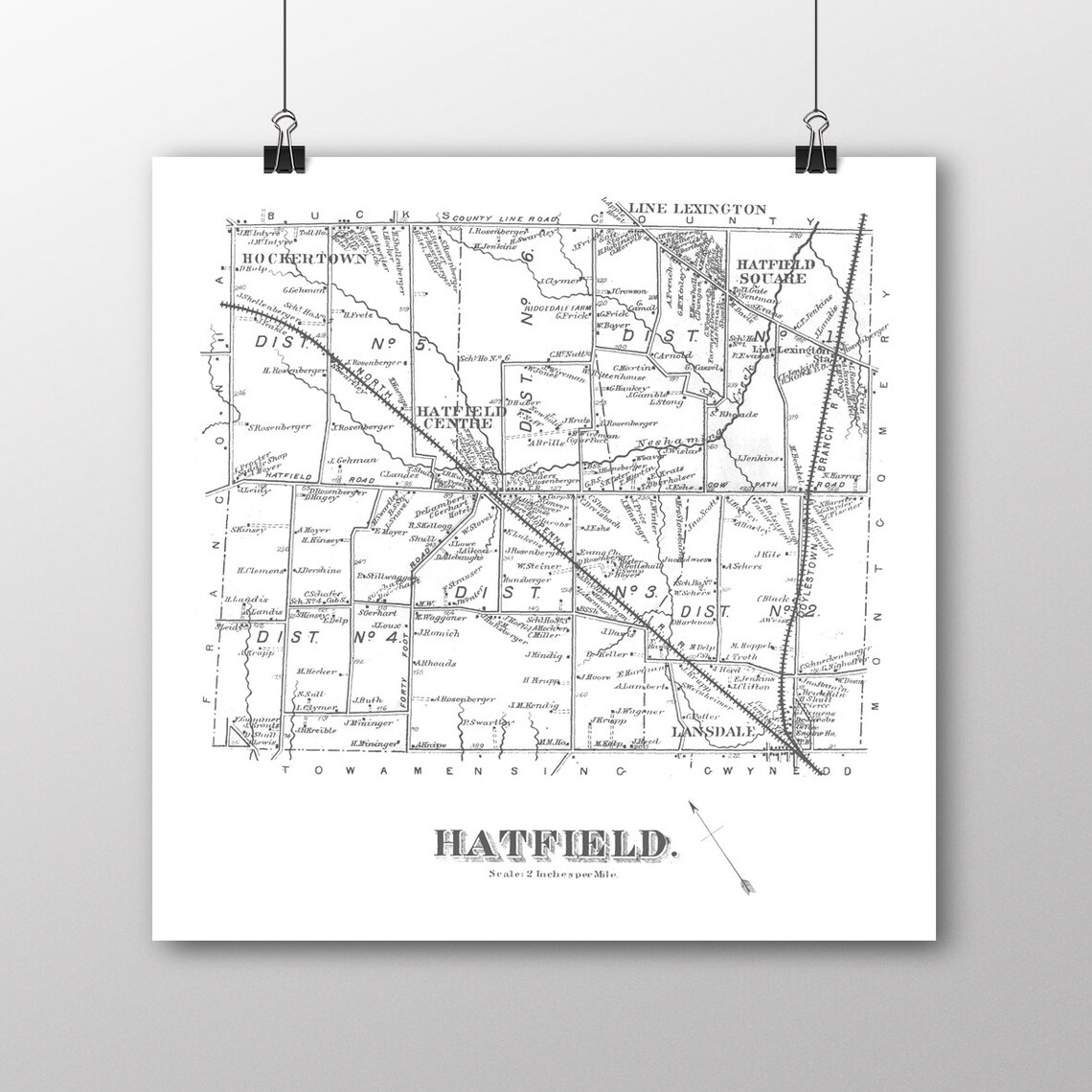 Hatfield, Pennsylvania | Vintage Map | Your Hometown | Montgomery Co ...
