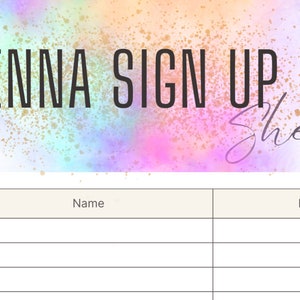 Henna Sign up Sheet - Mehendi - Wedding - Party - Events - Etsy