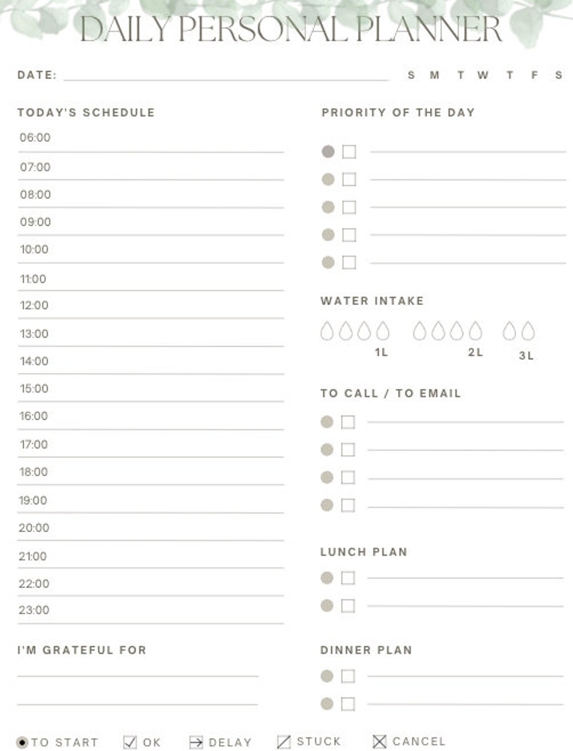 Editable Daily Planner Template Canva Printable Daily Etsy