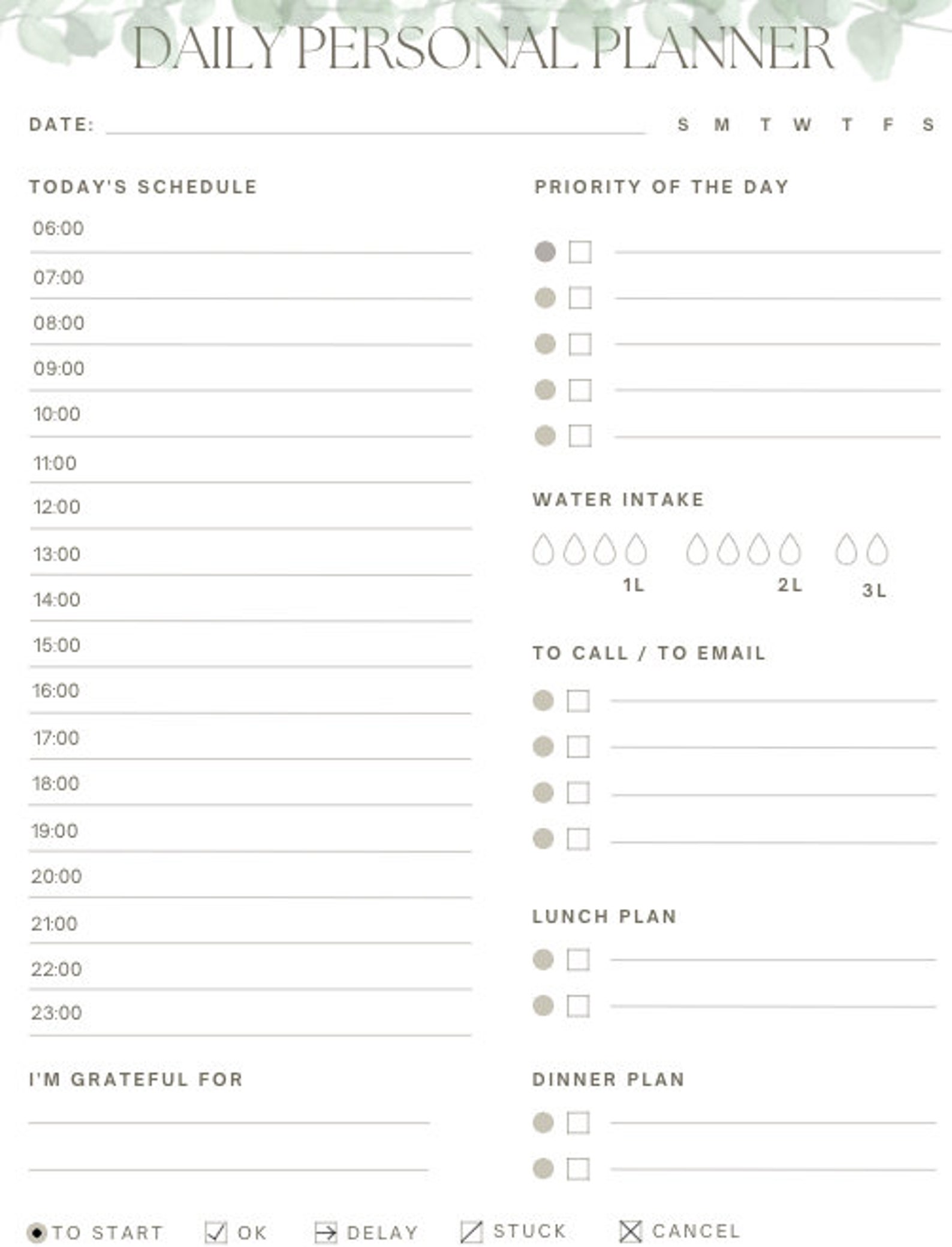 Editable Daily Planner Template | Canva Printable Daily Schedule ...