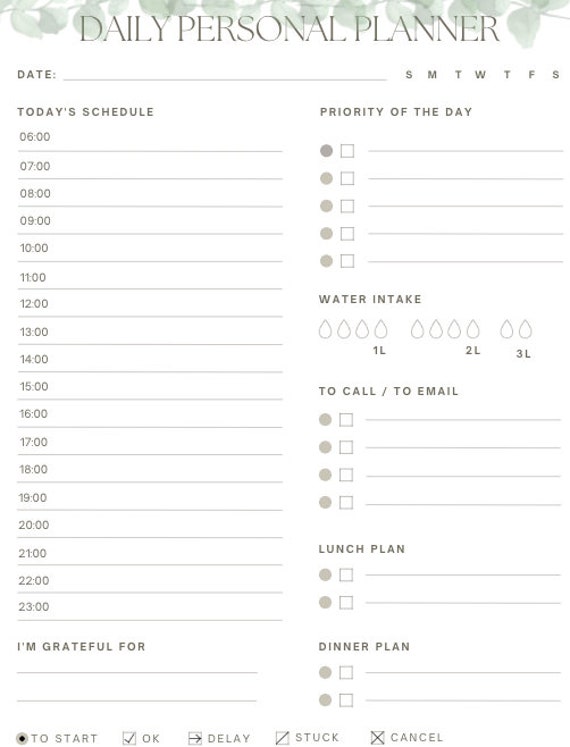 Editable Daily Planner Template Canva Printable Daily - Etsy