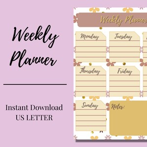 Printable Weekly Planner - Digital Printable - Teacher Planner - Etsy