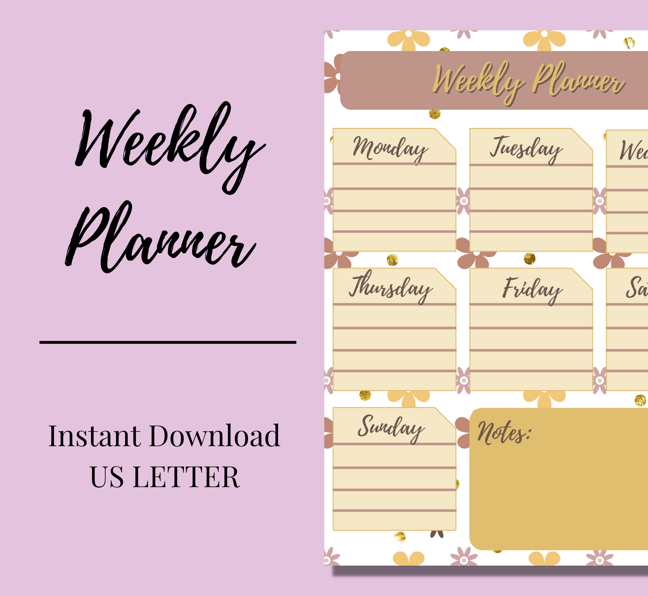 Printable Weekly Planner - Digital Printable - Teacher Planner - Etsy