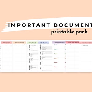 Important Documents Printable Pack colorful // Fun Home Management ...