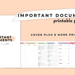Important Documents Printable Pack colorful // Fun Home | Etsy