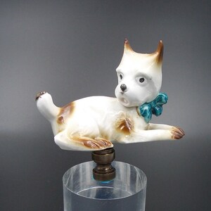 Custom Lamp Finial Featuring a Charming Dog With a Blue Ribbon - Etsy