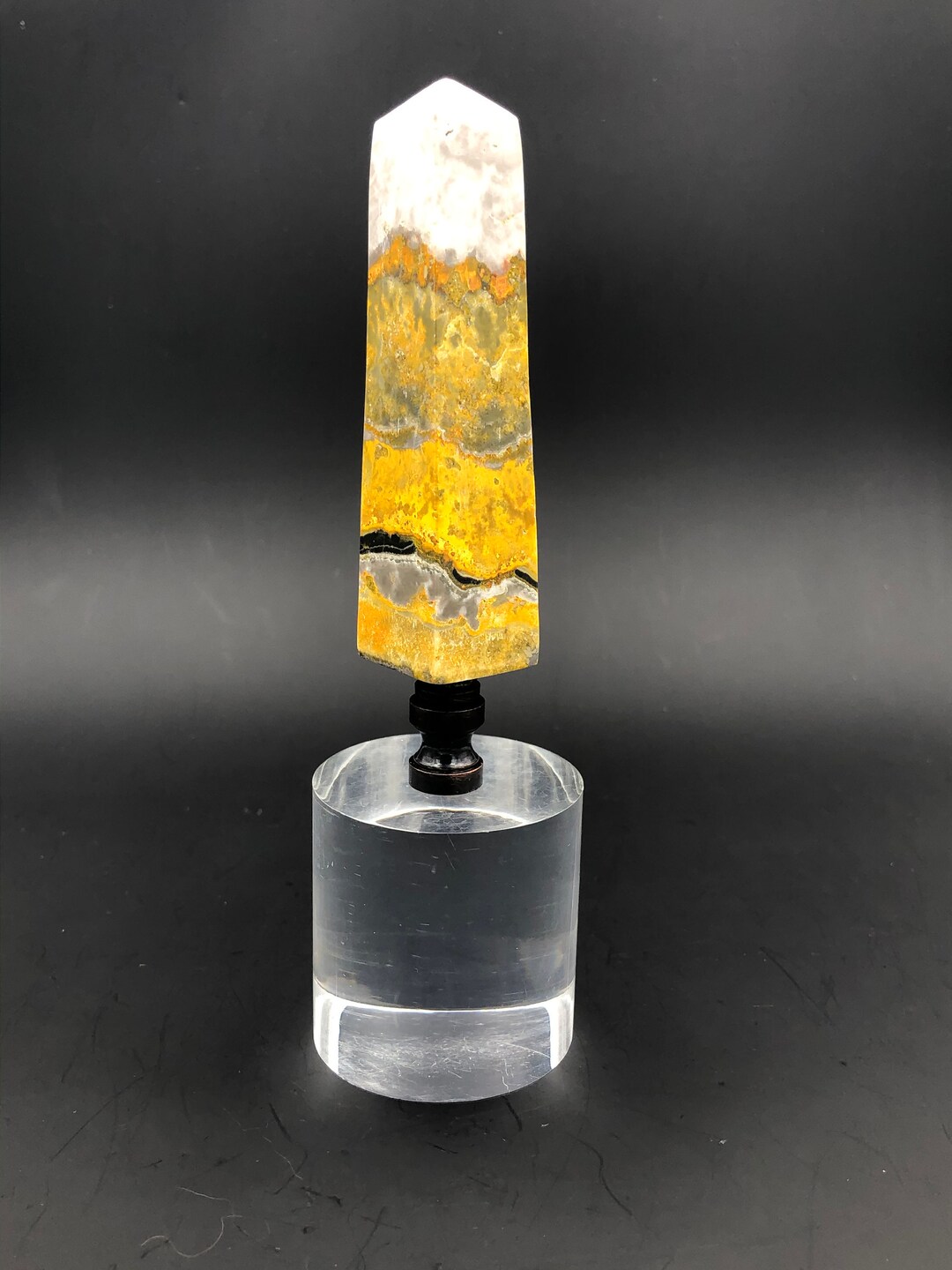 TALL Custom Lamp Finial Featuring an Obelisk of Bumble Bee Jasper From ...