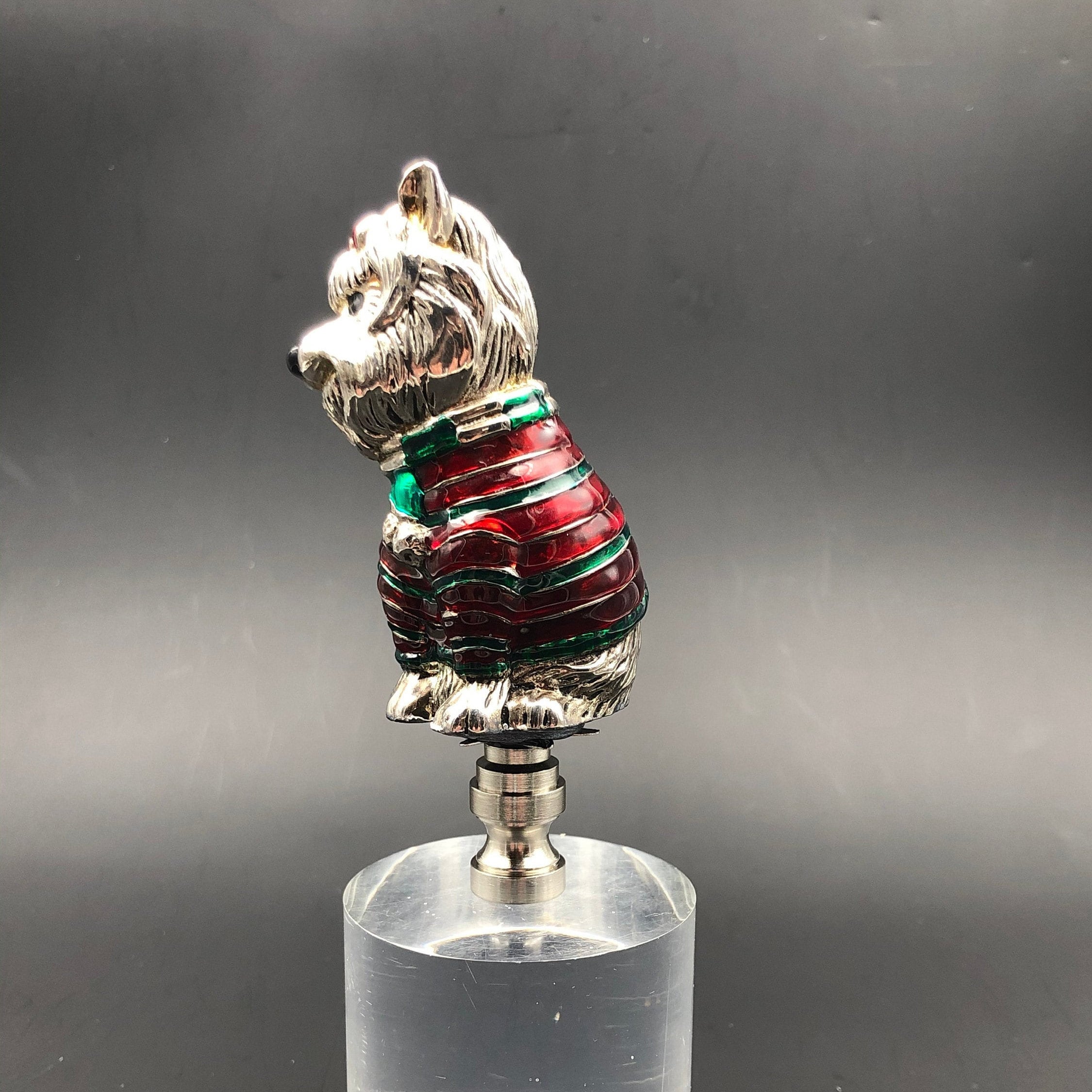 Custom Lamp Finial Featuring a Silver and Enameled Yorkshire - Etsy