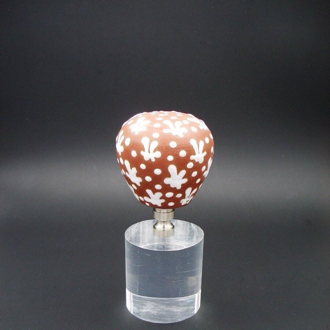 Custom Lamp Finial Featuring an Unusual Form with Abstract Raised White ...
