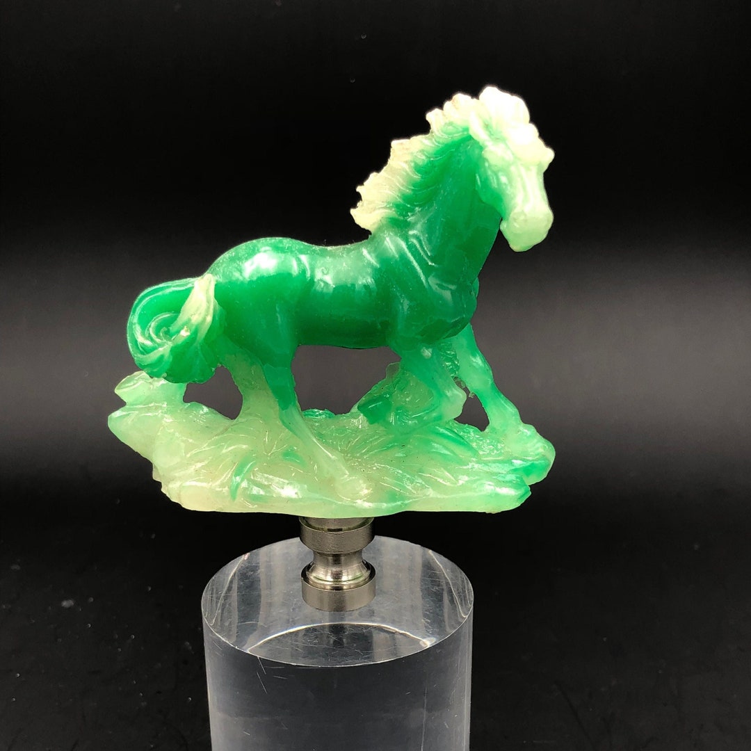 Custom Lamp Finial Featuring A Faux Green and White Galloping Jade ...